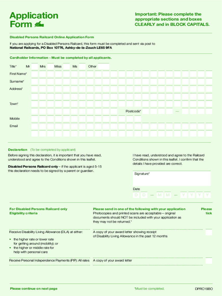 Fillable Online Get the Disabled Persons Railcard leaflet and ...