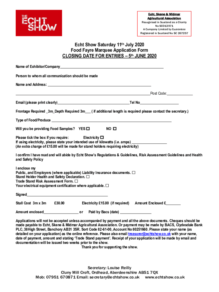 Fillable Online echtshow co Sponsors Echt Show Saturday 10th July 2021 ...