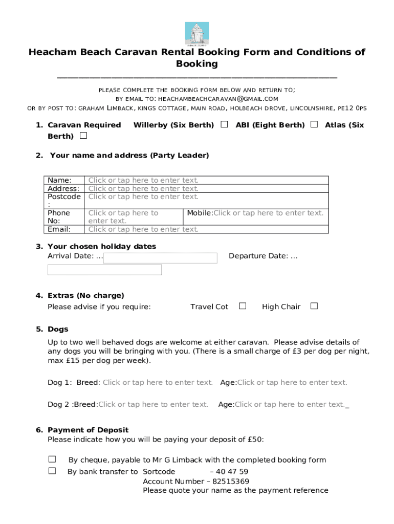 Heacham Beach Caravan Rental Booking & Conditions of Booking Doc ...