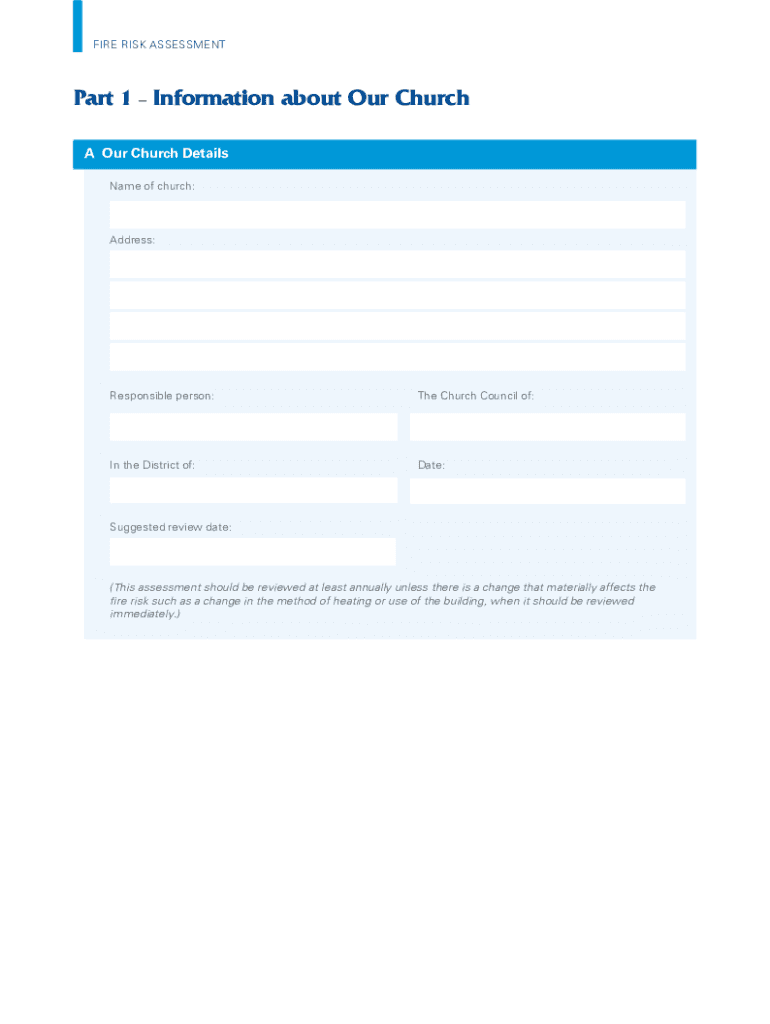 Fillable Online Church fire guidanceFire risk assessment formMethodist ...