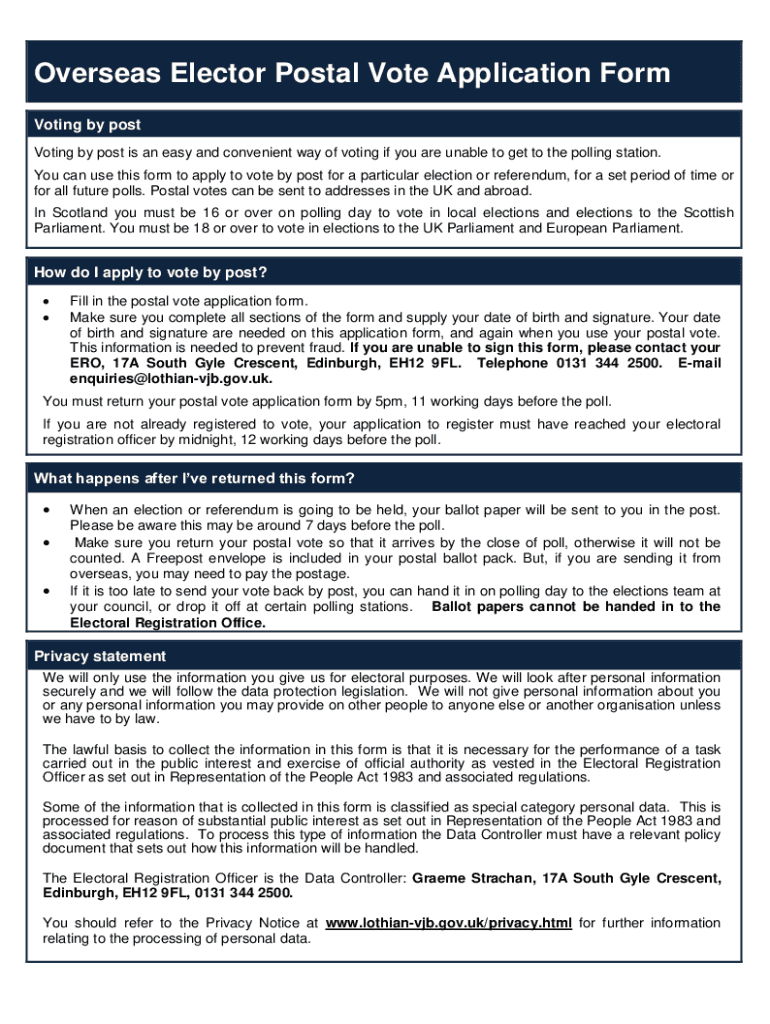 Fillable Online Caution: Postal vote application forms sent by ...