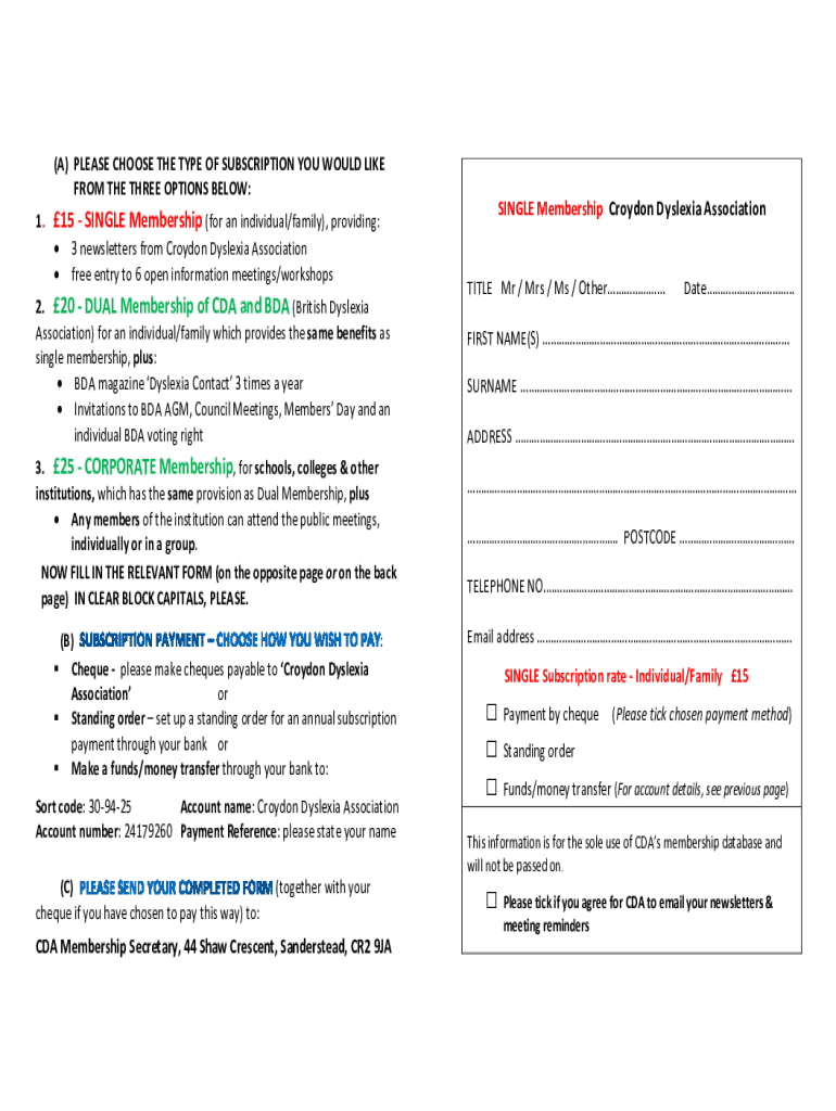 Fillable Online CDA MEMBERSHIP FORM for website.docx Fax Email Print ...