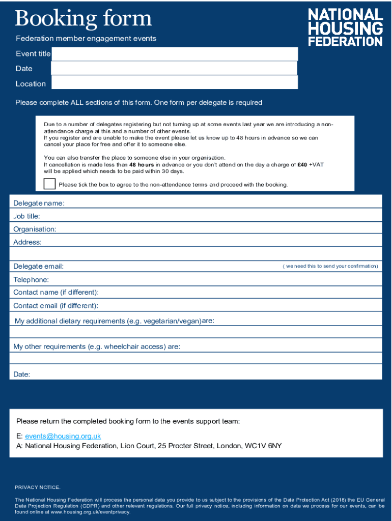 Fillable Online NHF member engagement event booking form Fax Email Print - pdfFiller