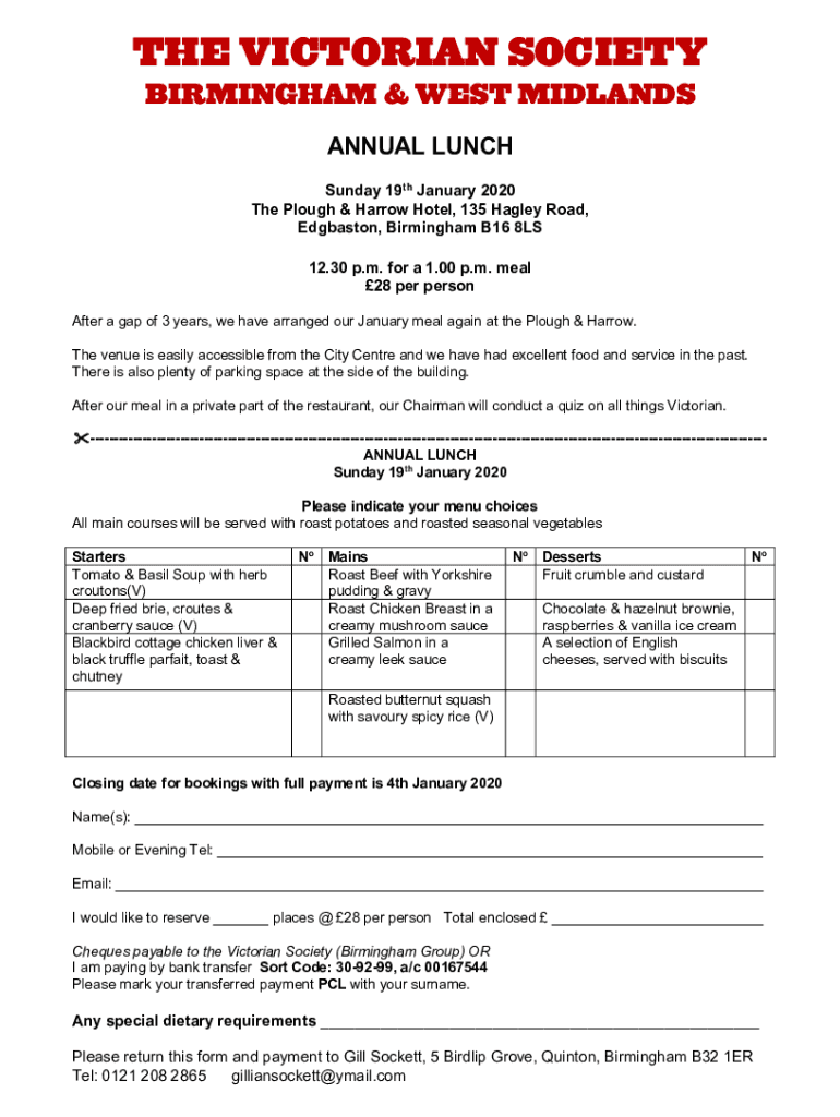 Fillable Online Best places to have a posh Sunday lunch in Birmingham ...