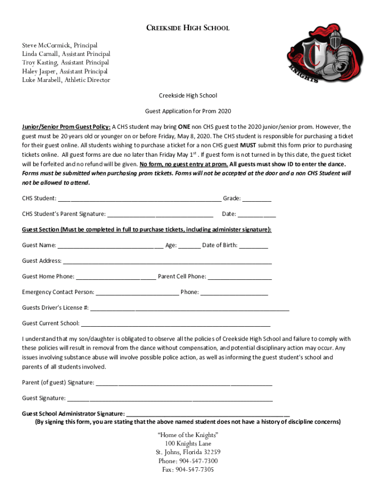 Fillable Online www-chs stjohns k12 fl Steve McCormick, Principal Linda ... - Creekside High ...
