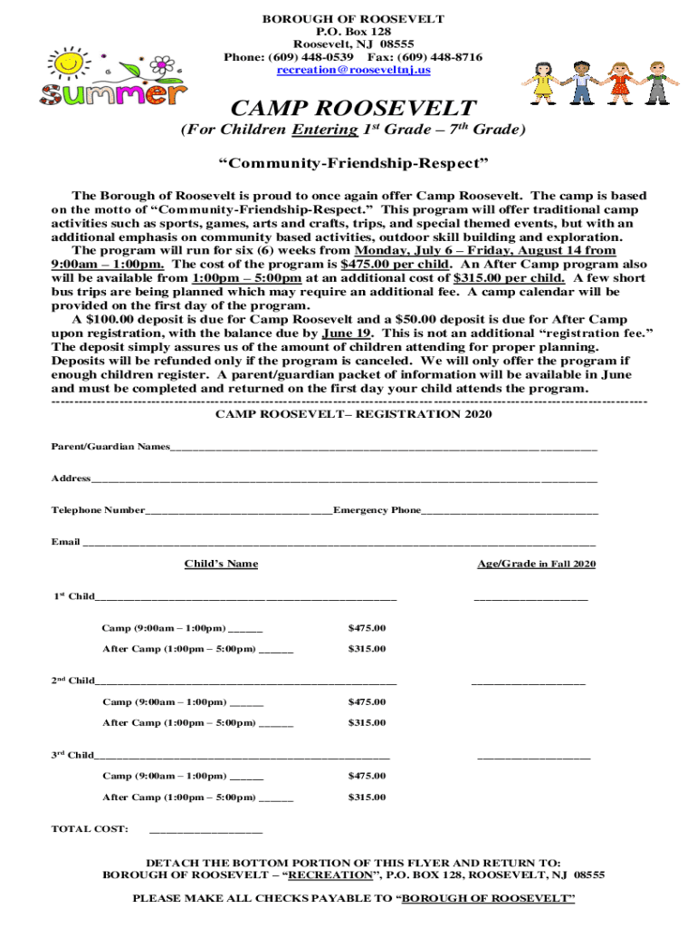 Fillable Online Camp BlessingMetigoshe Ministries Summer Camp & Retreat ...