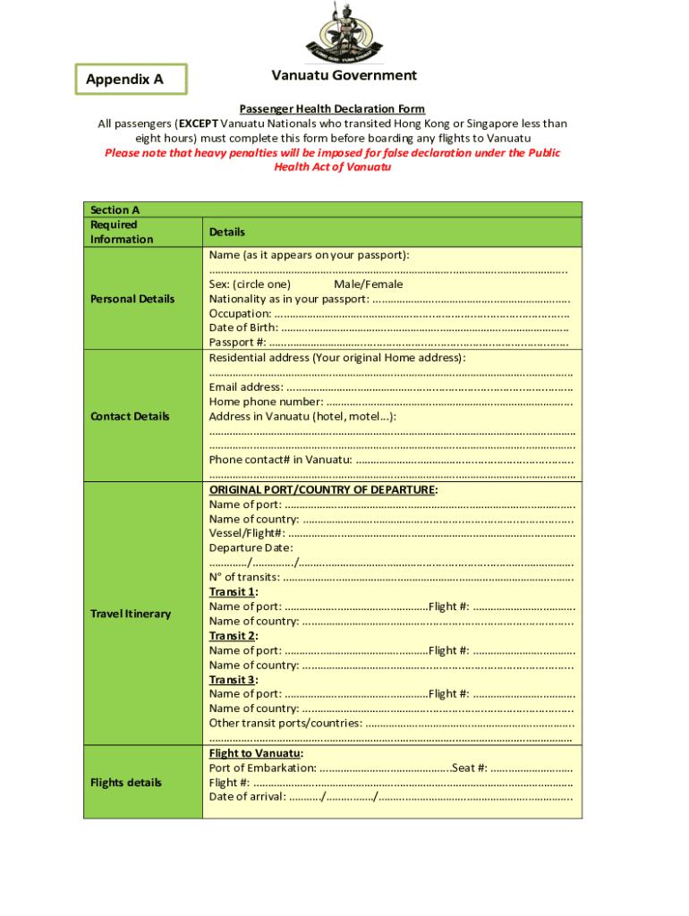 Fillable Online PASSENGER PROFILE & HEALTH DECLARATION FORM (PPHD): How ...