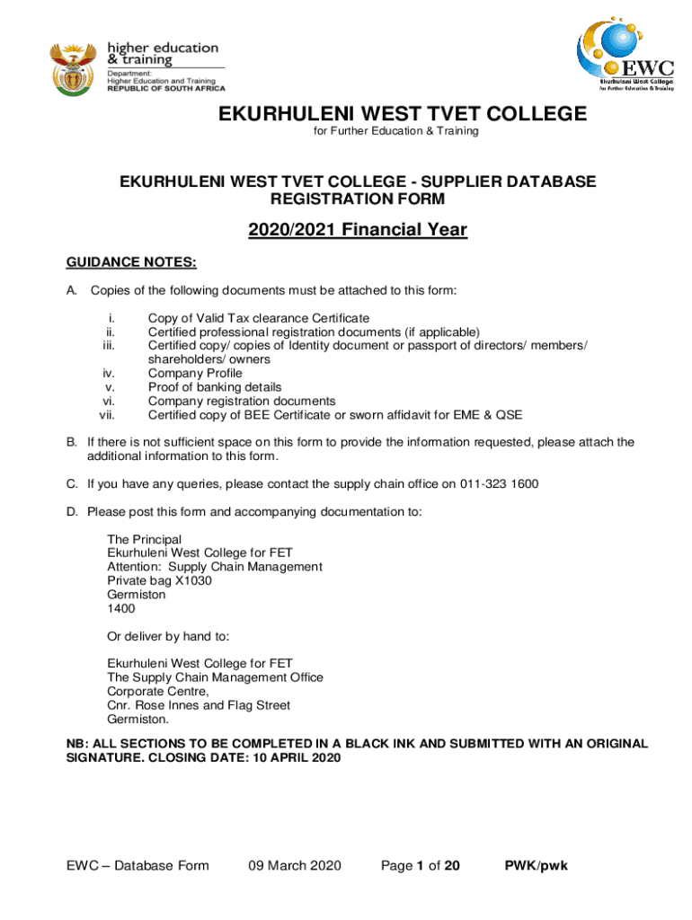 Fillable Online Ekurhuleni Tvet College Registration Forms - Fill ...