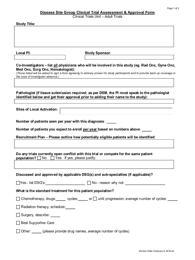 Fillable Online Clinical Trial Feasibility Review Form Fax Email Print ...
