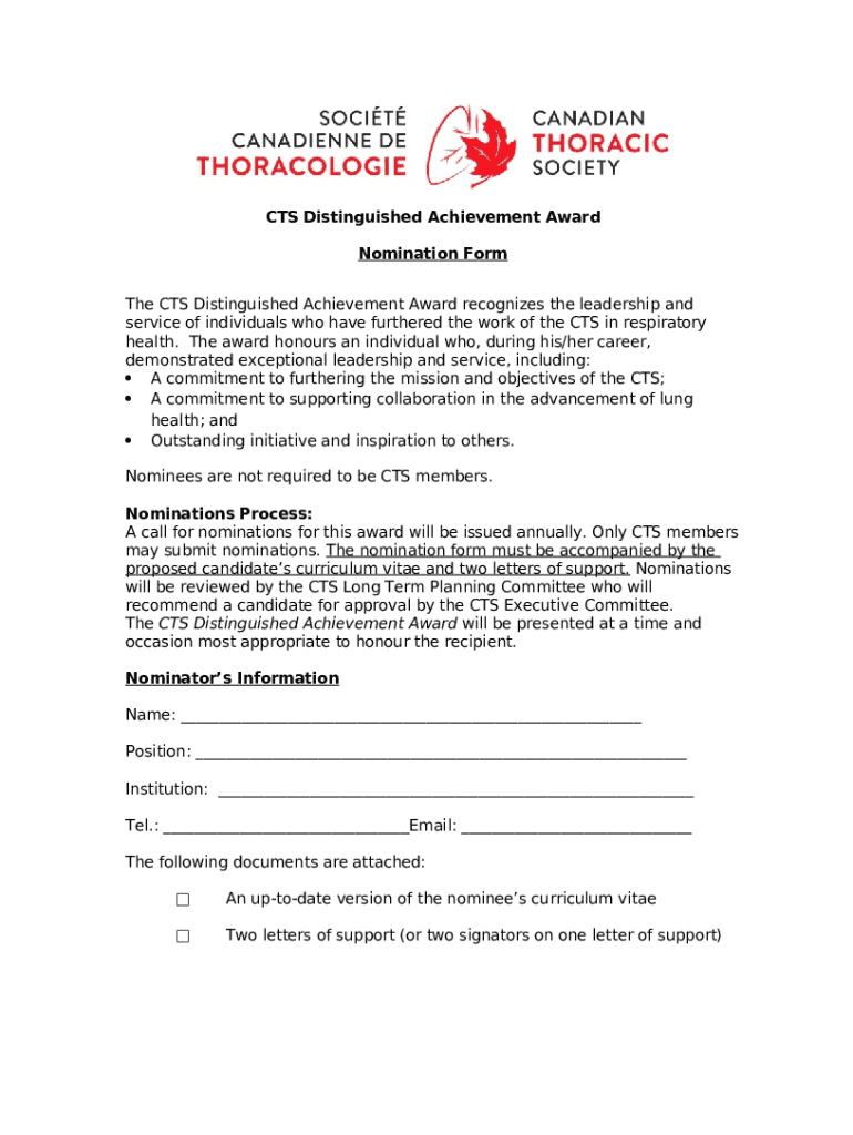 Canadian Thoracic Society (CTS) Doc Template | pdfFiller