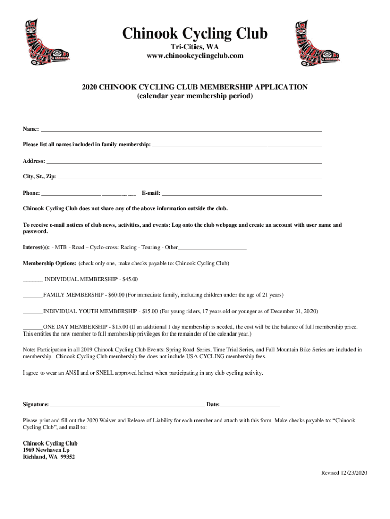 Fillable Online Event Series - Chinook Cycling Club (tri-cities) Fax ...
