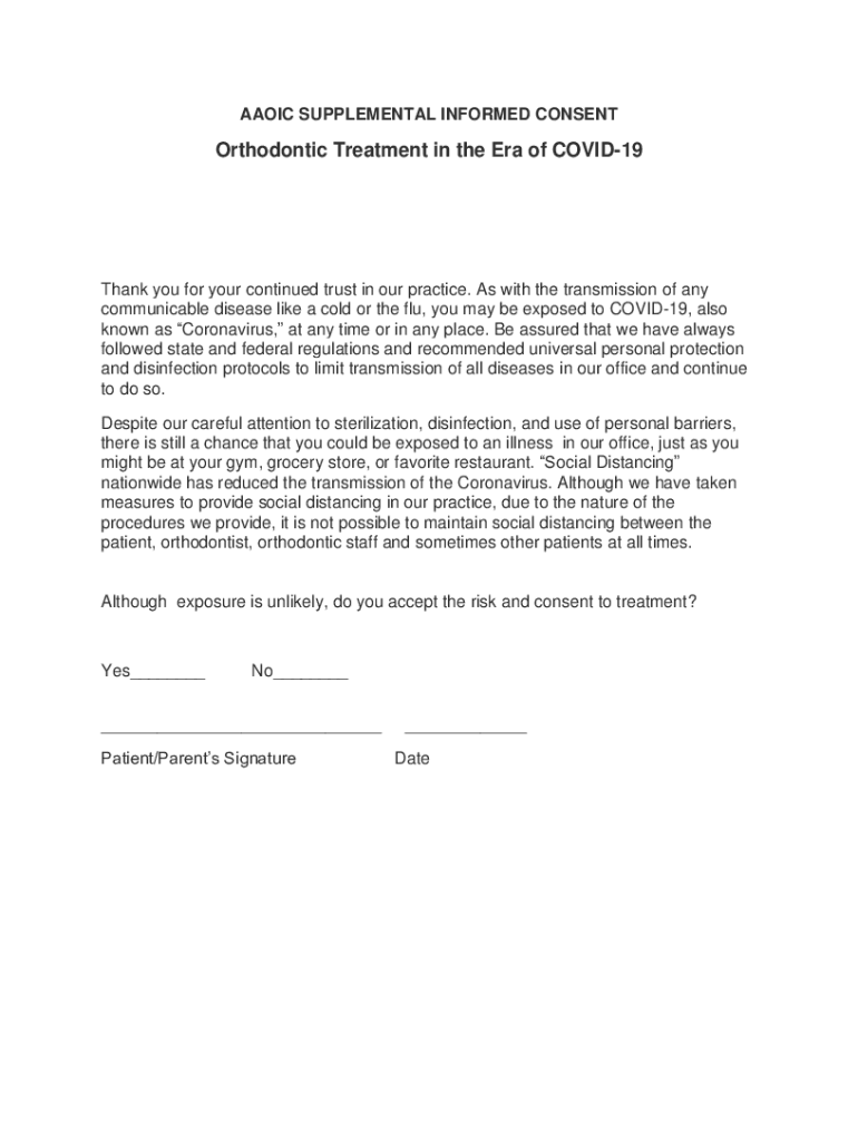 Fillable Online AAOIC Supplemental Informed Consent in North Aurora ...