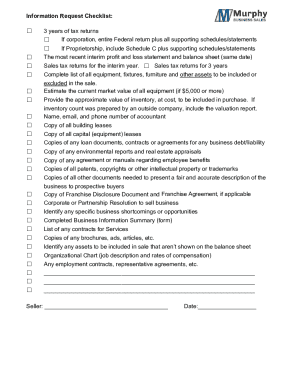 Fillable Online 090 information Request Check List Form Fax Email Print ...