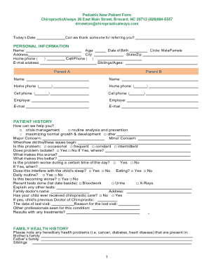 Fillable Online Pediatric New Patient Form 2019.docx Fax Email Print ...