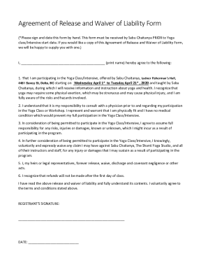 Fillable Online Release of Liability (Waiver Form ) - Legal ...