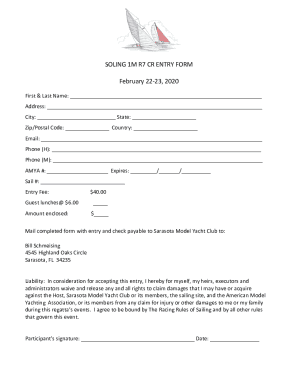 Fillable Online 2020 SOLING 1m R7 CR Entry Form with LOGO - Copy Fax ...