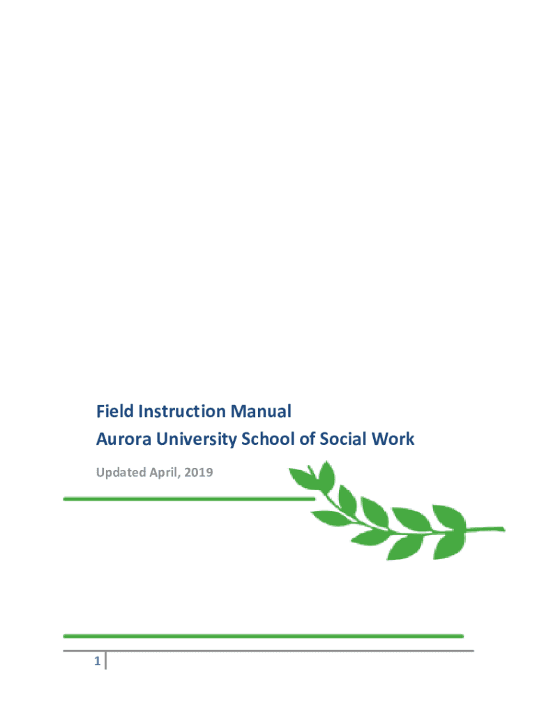 Fillable Online Field Instruction ManualAurora University School of ...