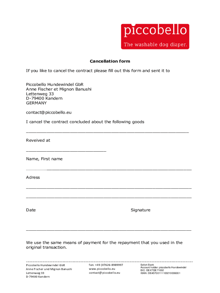 Fillable Online Sample Letter for Cancellation of Contract - Agreement ...