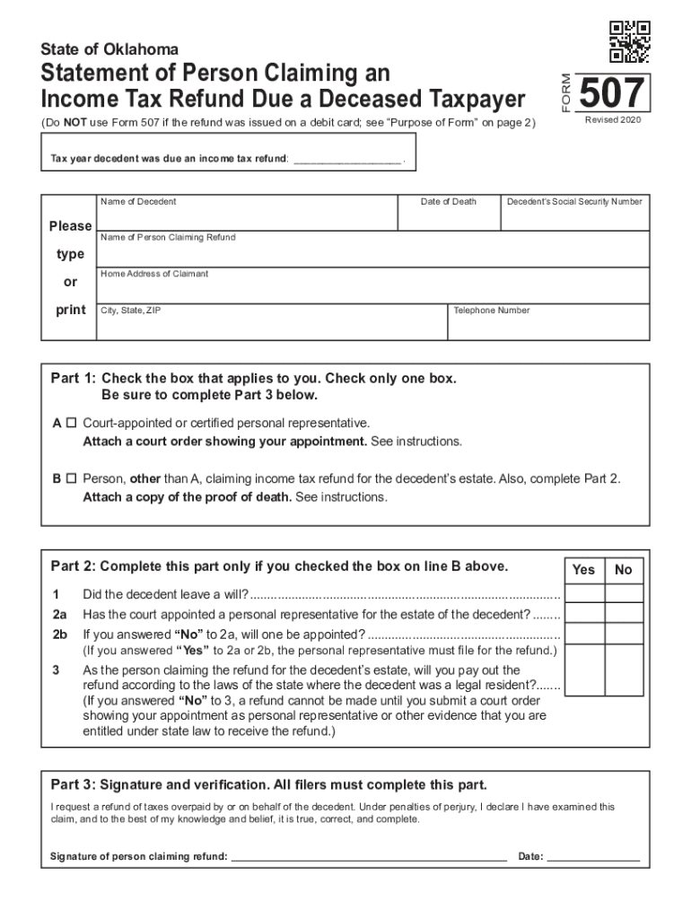 Fillable Online Form 507. Statement of Person Claiming an Income Tax ...