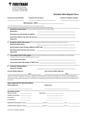 Fillable Online International Wire Request Form - Firstrade Fax Email ...