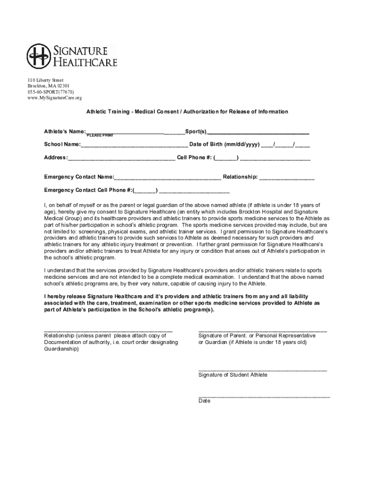 Fillable Online Athlete Consent and Release Form - SHC - 2019-20 -.docx ...
