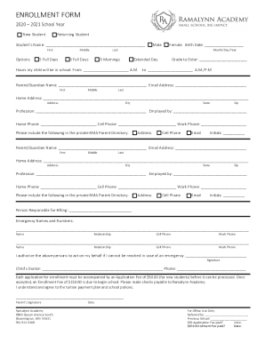 Fillable Online ENROLLMENT FORM 2020-2021 (1).docx Fax Email Print ...