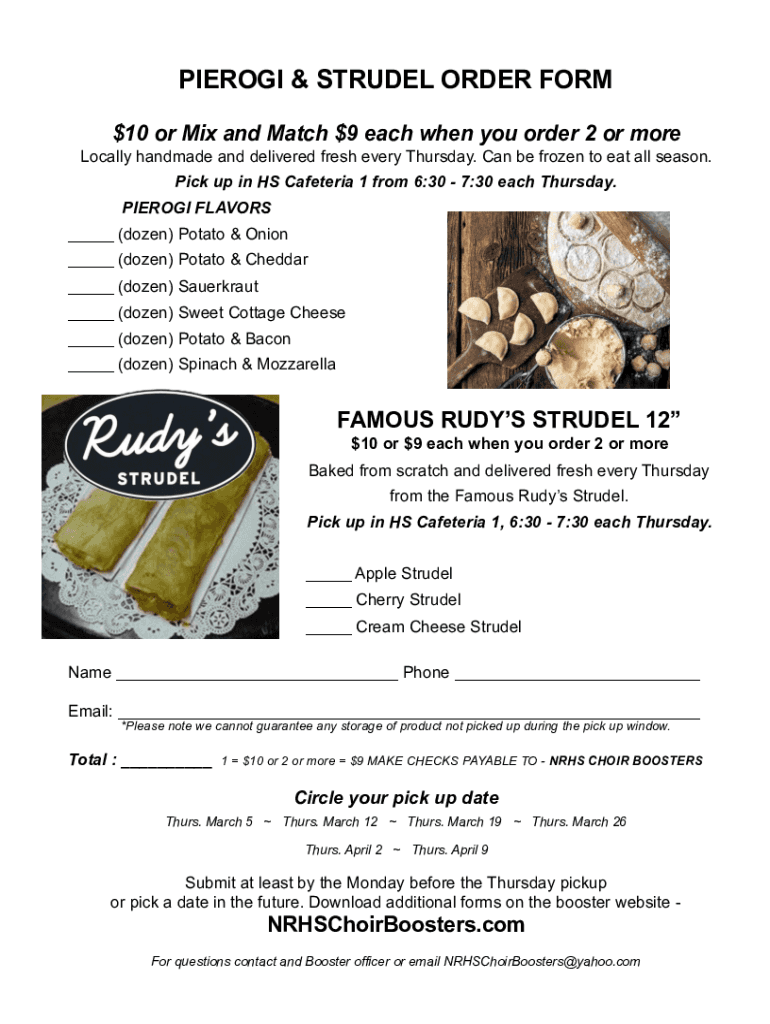 Fillable Online pierogi strudel order form Fax Email Print - pdfFiller