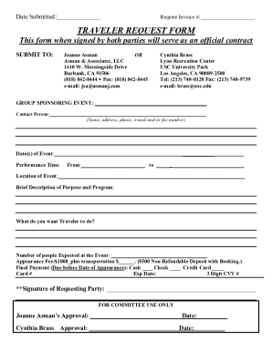 Fillable Online TRAVELER REQUEST FORM-2018 Fax Email Print - pdfFiller