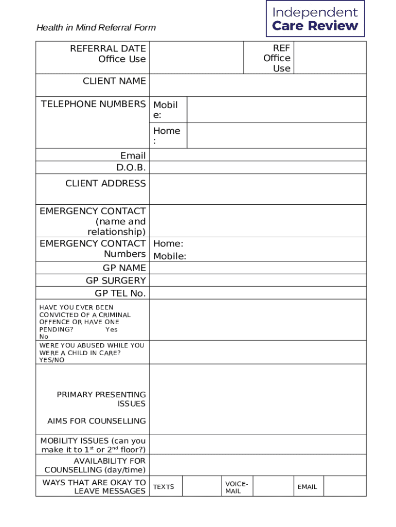 1 - Independent Care Review Doc Template | pdfFiller