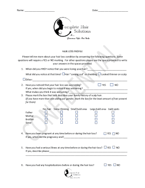 Fillable Online HAIR LOSS QUESTIONNAIRE Fax Email Print - pdfFiller