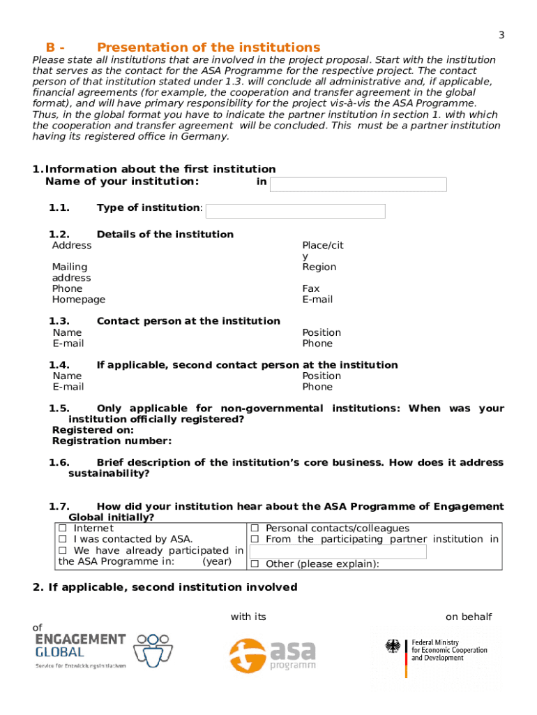 ASA Programme Application Form - Blank Fillable Template | Fill Out ...