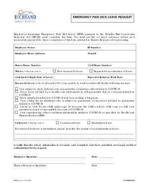Fillable Online Employee Request for Emergency Paid SIck Leave Act ...