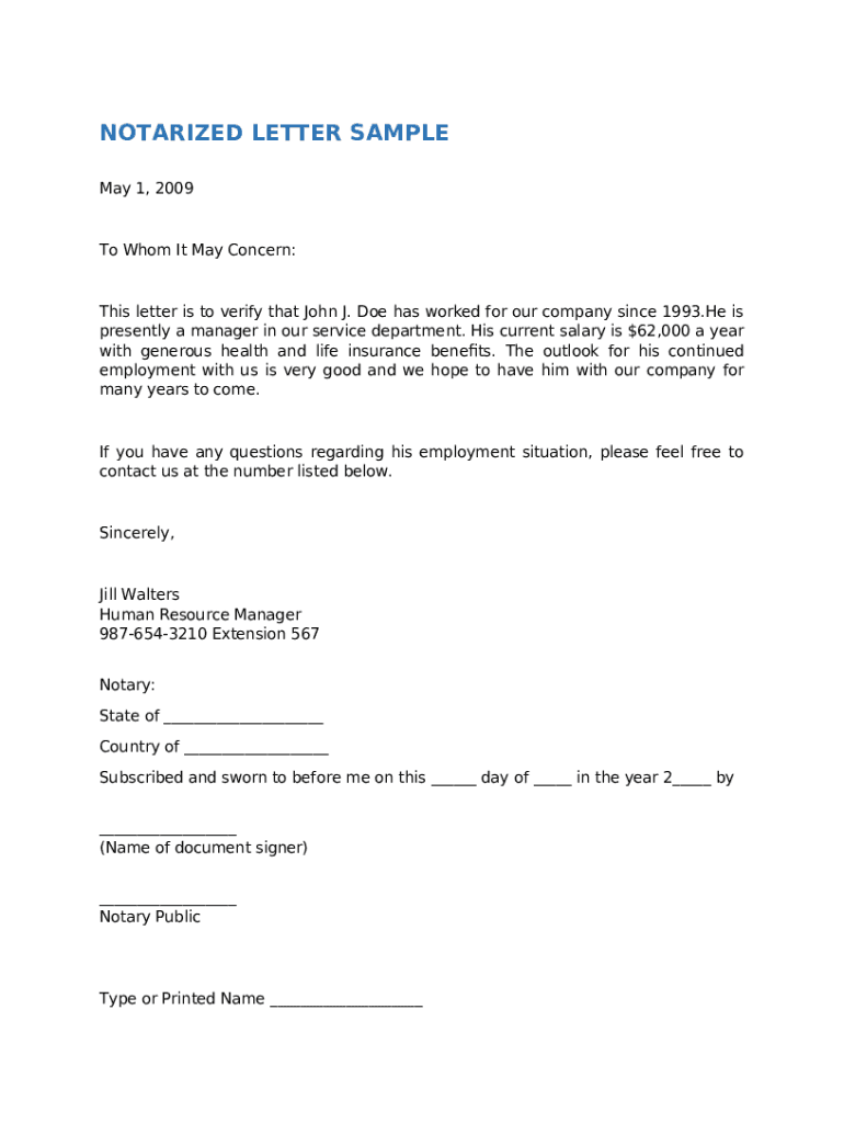 30+ Professional Notarized Letter Templates ? Doc Template | pdfFiller