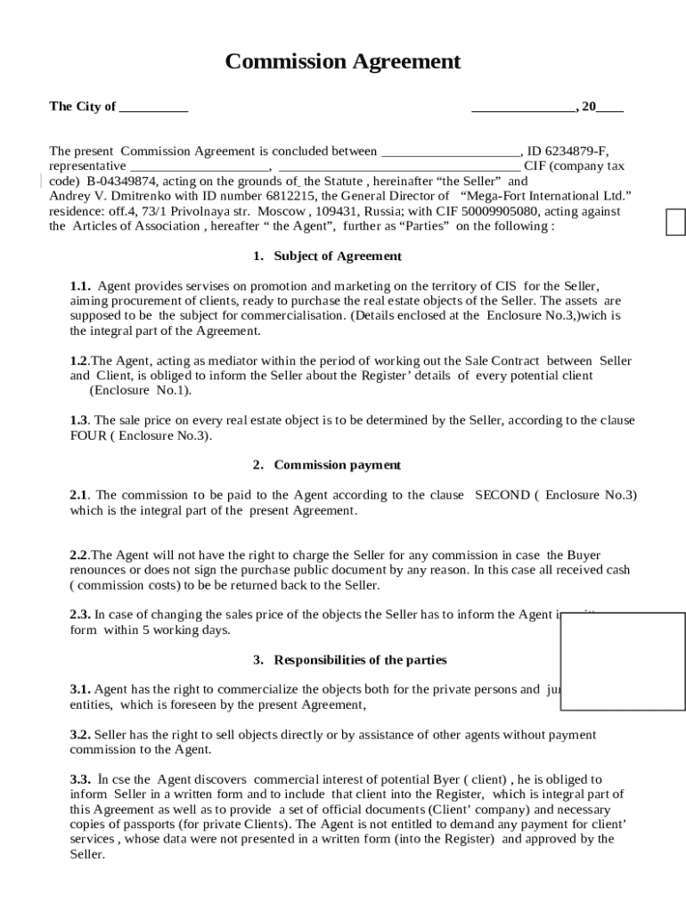 FREE 6+ Commission Agreement Contract s in PDFMS Word22+ Commission ...