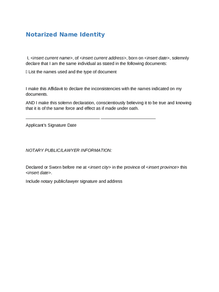 NOTARIZED AFFIDAVITS - BC Pharmacists Doc Template | pdfFiller