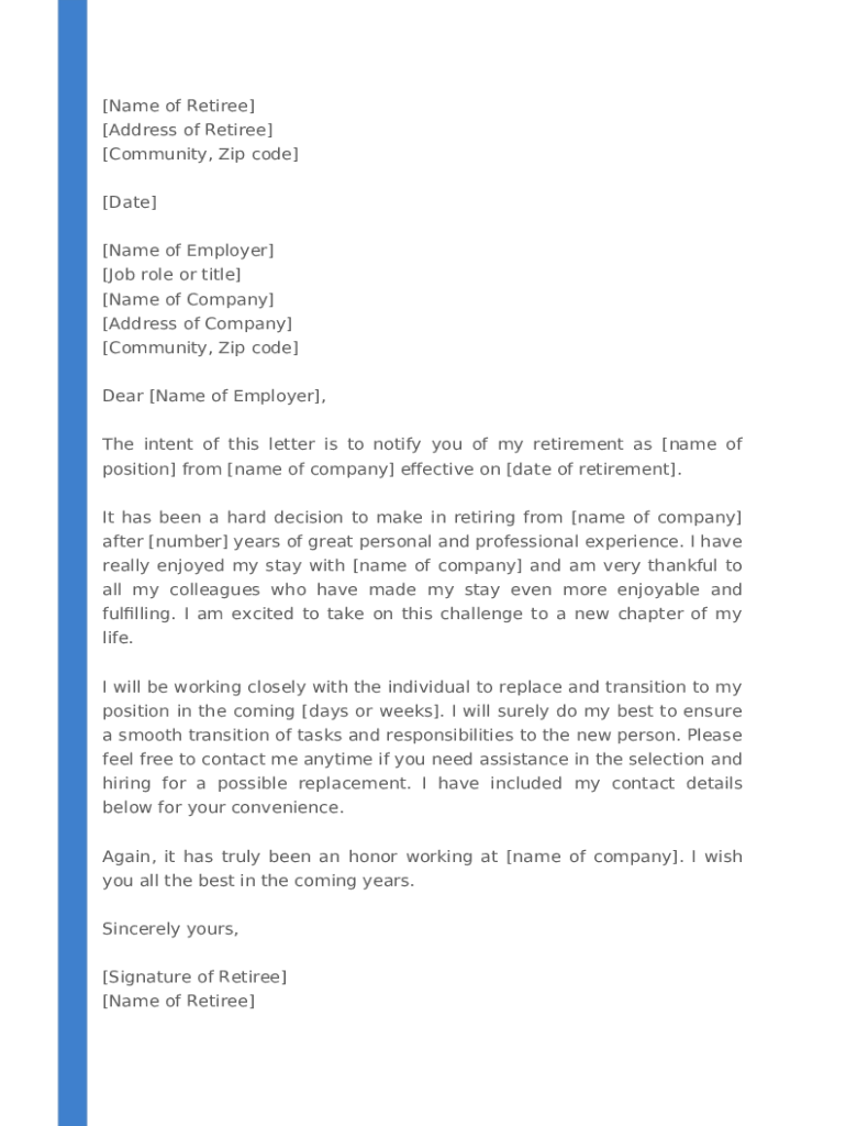 Writing a Retirement Letter to Coworkers with Samples ... Doc Template ...