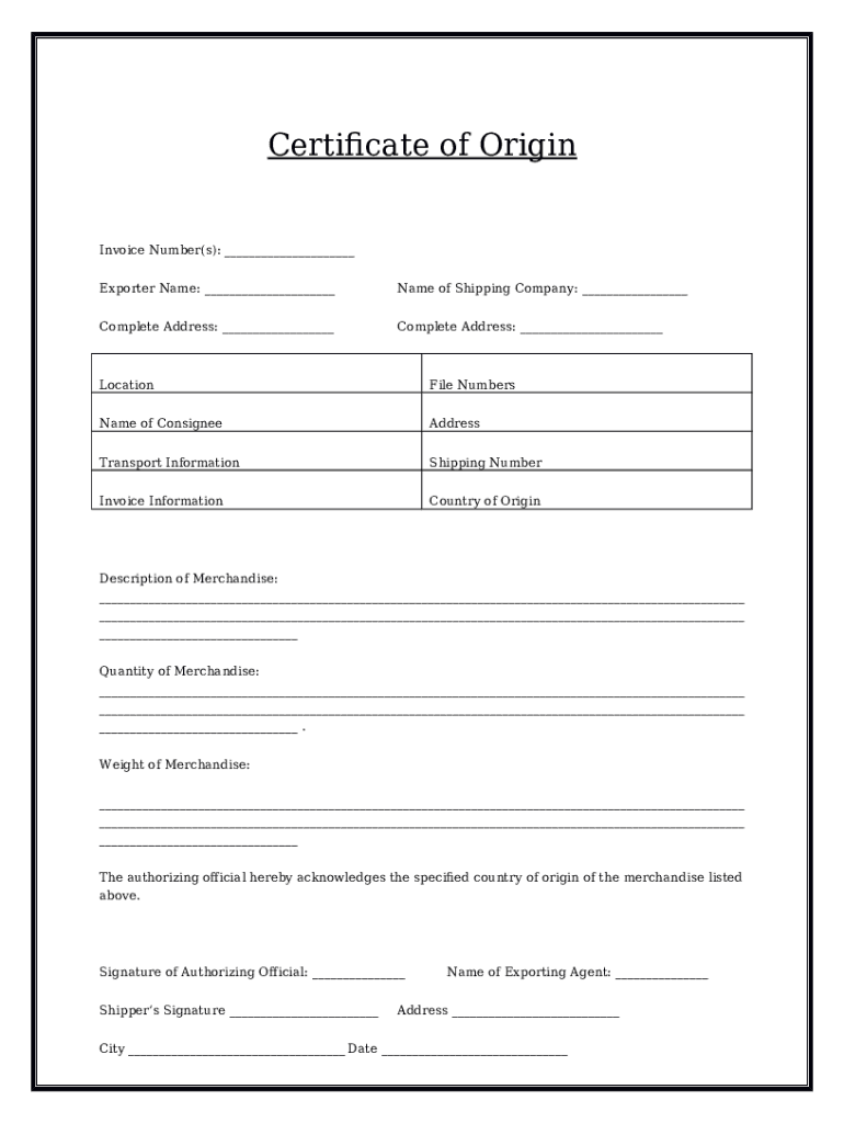 30 Printable Certificate Of Origin Templates (100% Free) ? Doc Template ...