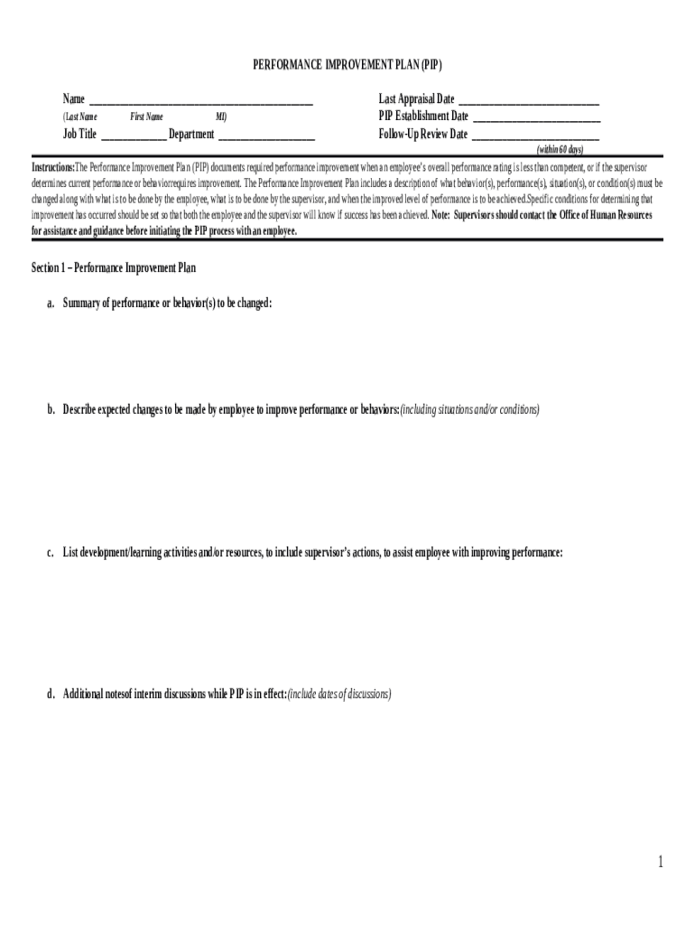 PERANCE IMPROVEMENT PLAN - Free Template Downloads Doc Template | pdfFiller