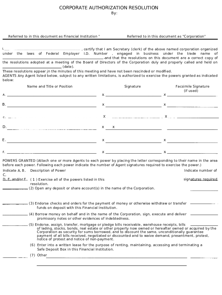 CORPORATE AUTHORIZATION RESOLUTIONCORPORATE AUTHORIZATION ...