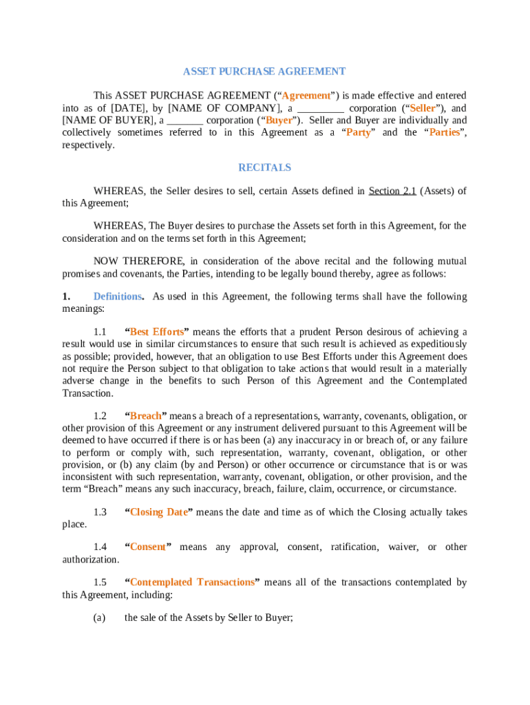 ASSET PURCHASE AGREEMENT THIS ASSET PURCHASE AGREEMENT ... Doc Template ...
