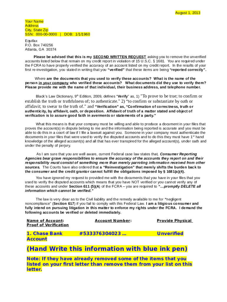 50 Best Credit Dispute Letters Templates Free ? Doc Template | pdfFiller