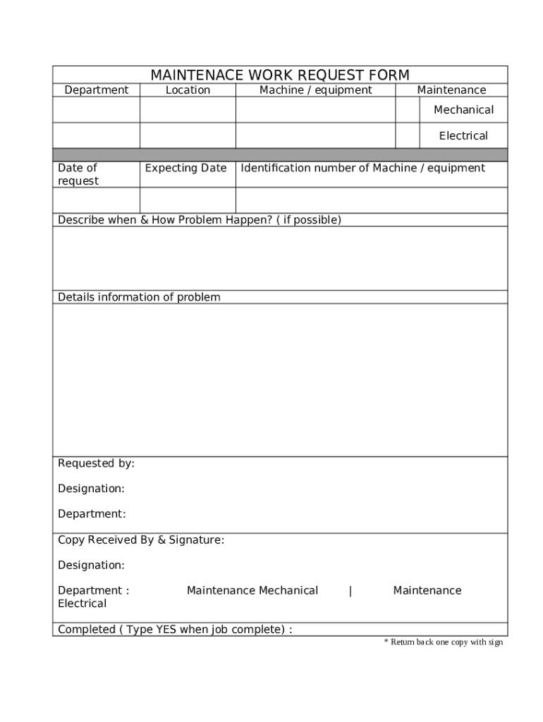 4+ Free Maintenance Request Templates - Word - Excel ...FREE 7 ...