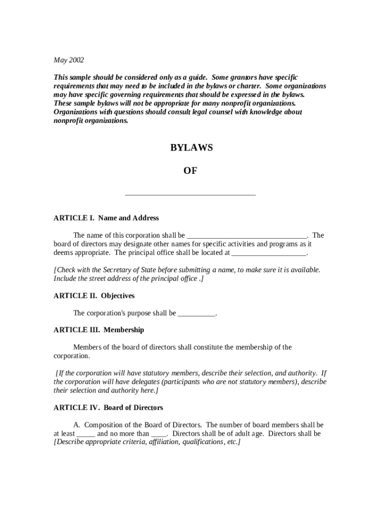 50 Simple Corporate Bylaws Templates & Samples ? Doc Template | pdfFiller