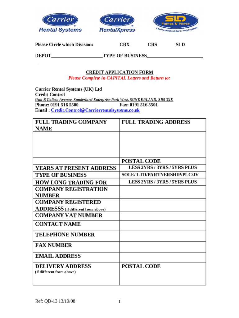 Credit application in Word and Pdf ats Doc Template | pdfFiller