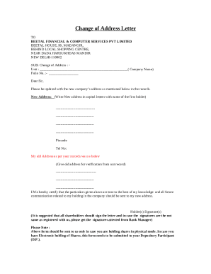 Change of Address Request Letter Doc Template | pdfFiller