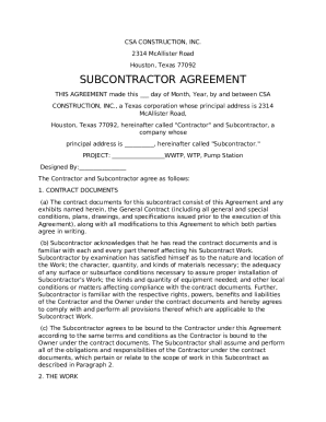 Simple Subcontractor Agreement.pdf - CSA CONSTRUCTION INC ... Doc ...