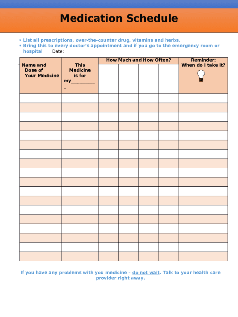 40 Great Medication Schedule Templates (+Medication Calendars) Doc ...