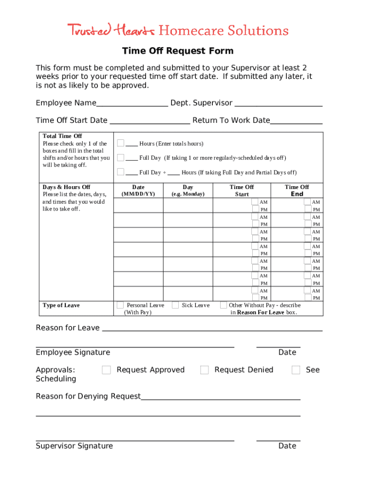 Time Off Request - Excel TMP Doc Template | pdfFiller