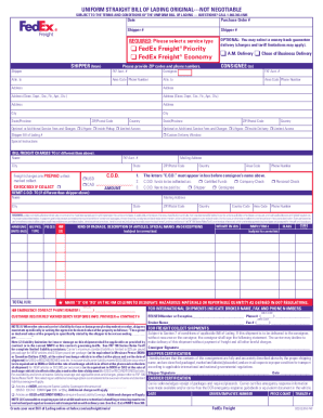 Fillable Online Fedex Bill Of Lading - Fill Online, Printable, Fillable ...