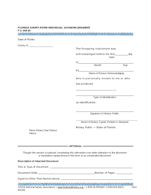 Florida Statutes 695.25Short of acknowledgment ... Doc Template | pdfFiller